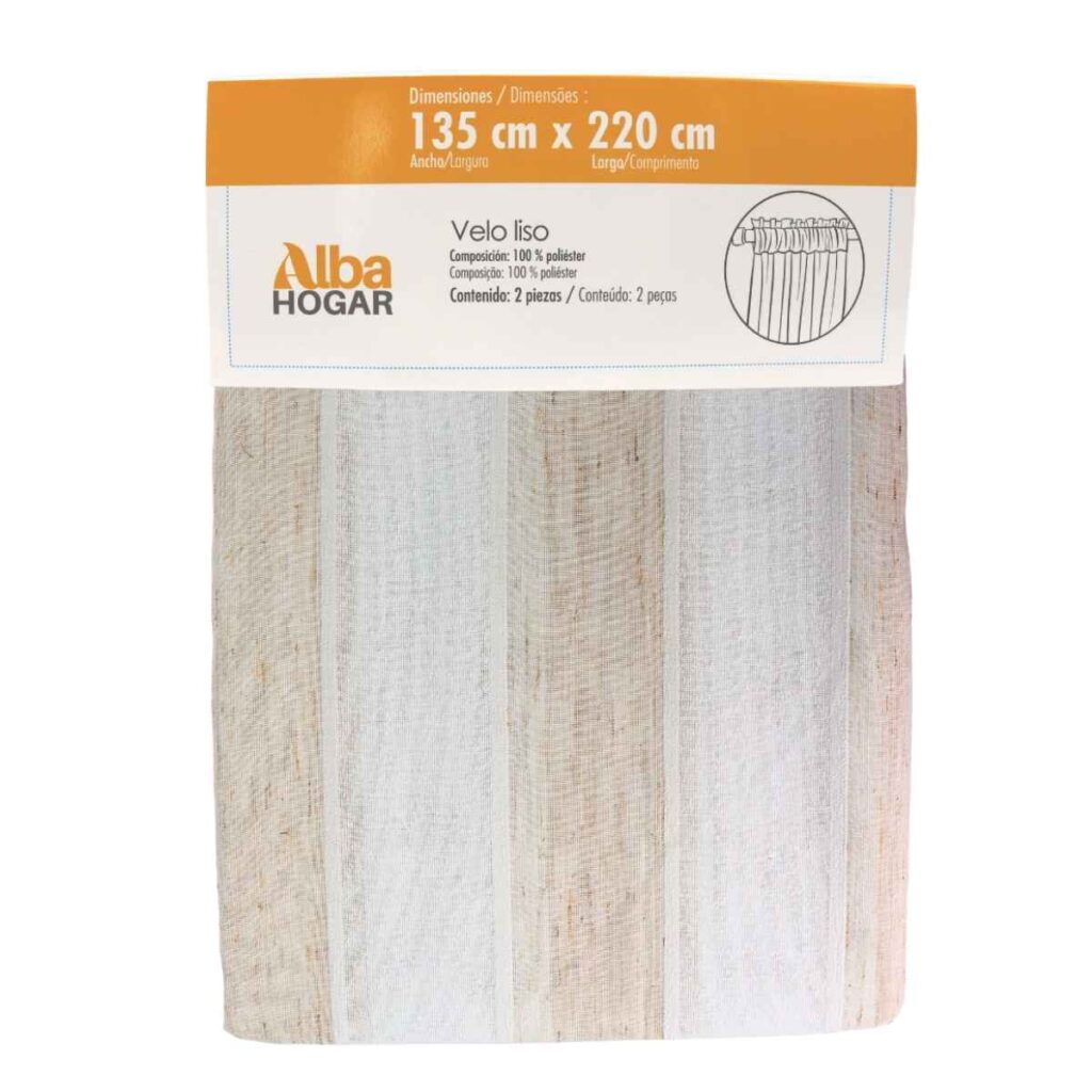 Visillo Cortina textura Lino doble color 2 paños - Alba Hogar
