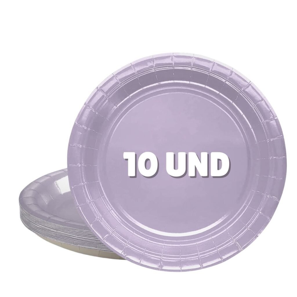 Plato De Cartón Lila Desechable 18 cm Pack 10Und Cumpleaños Fiesta ...