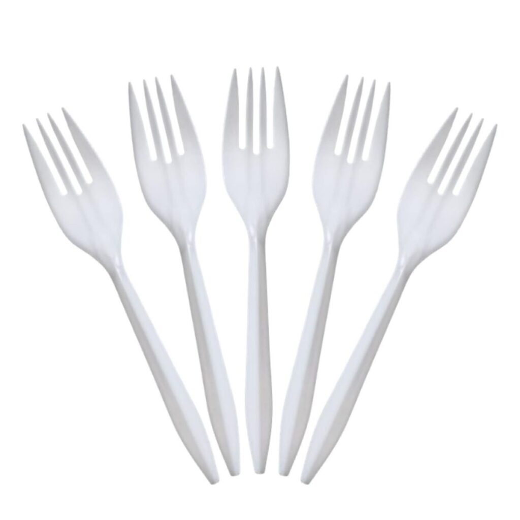 Tenedor Plástico Desechable 100 unidades Cubiertos Blanco - Alba Hogar